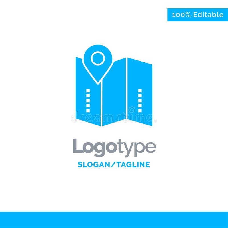 Map, Location, Directions, Location, Blue Solid Logo Template. Place ...