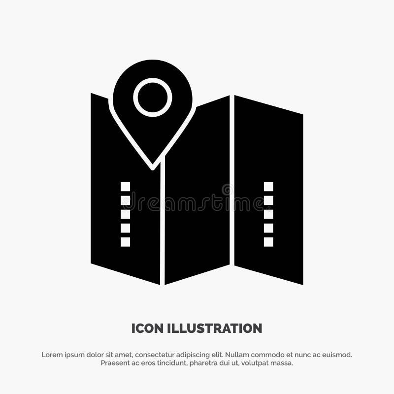 Map, Location, Directions, Location, Solid Glyph Icon Vector Stock ...