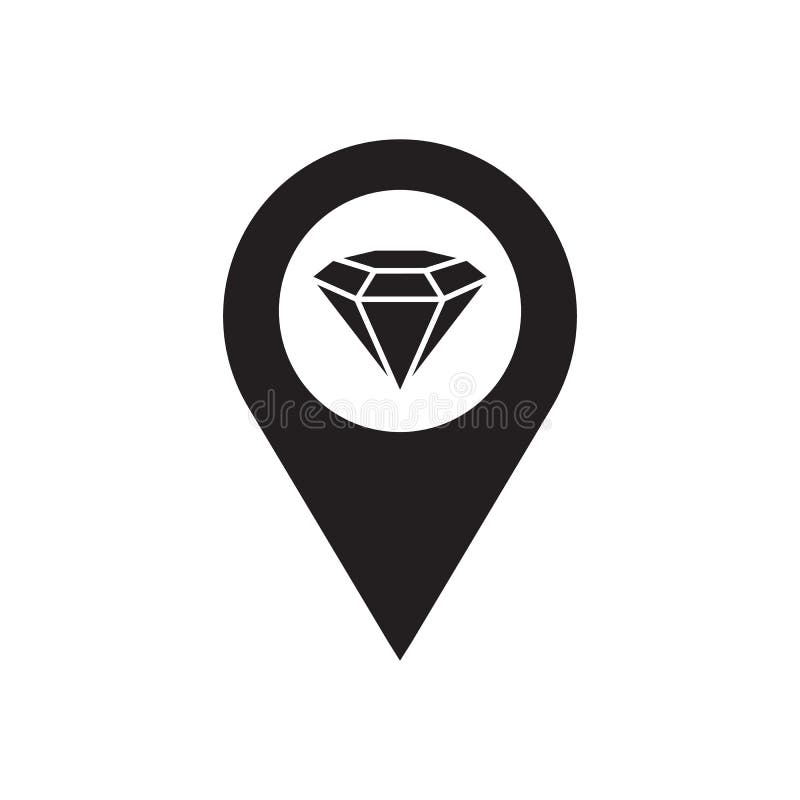 Map Location Icon Conception with Diamond Ring Icon in Trendy Flat ...
