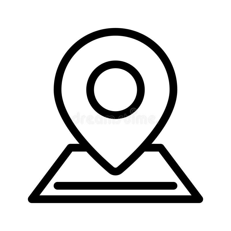 Map Location Icon Line Isolated on White Background. Black Flat Thin ...