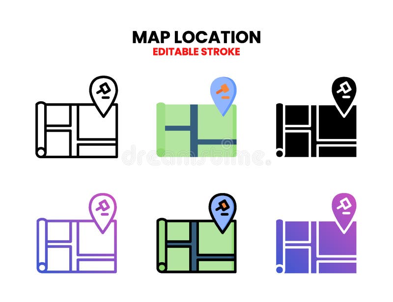 Map Location Icon Set with Different Styles. Stock Vector ...