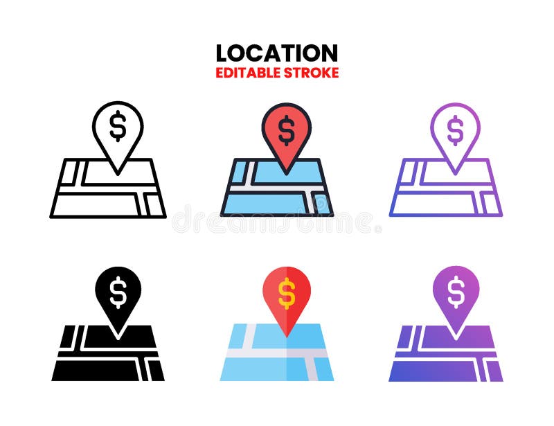 Map and Location Icon Set with Different Styles. Stock Illustration ...