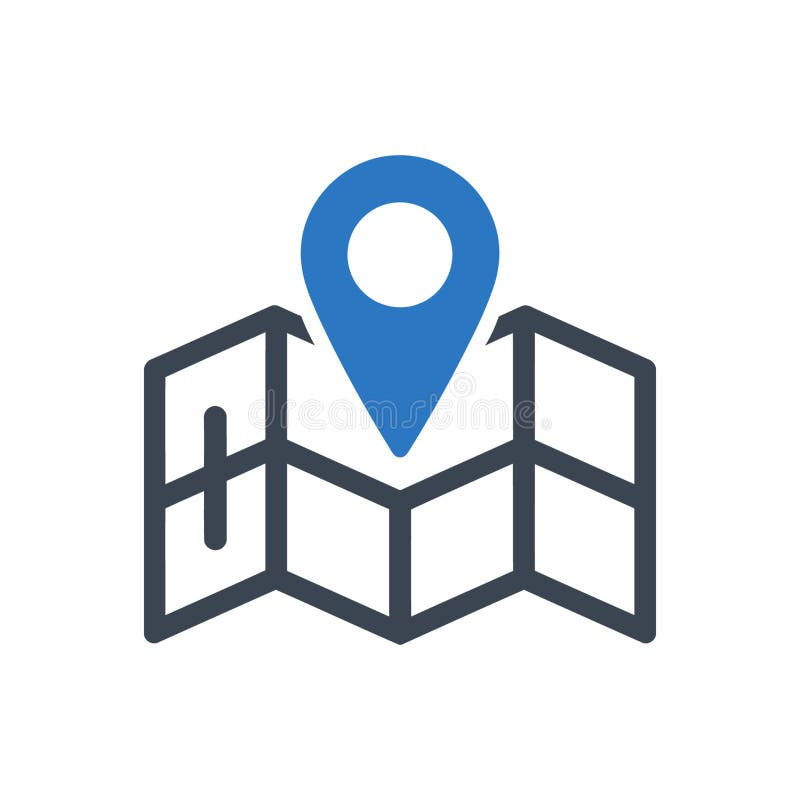 White Map Icon Poster Maps Pin. Location Map Icon. – Muurposter