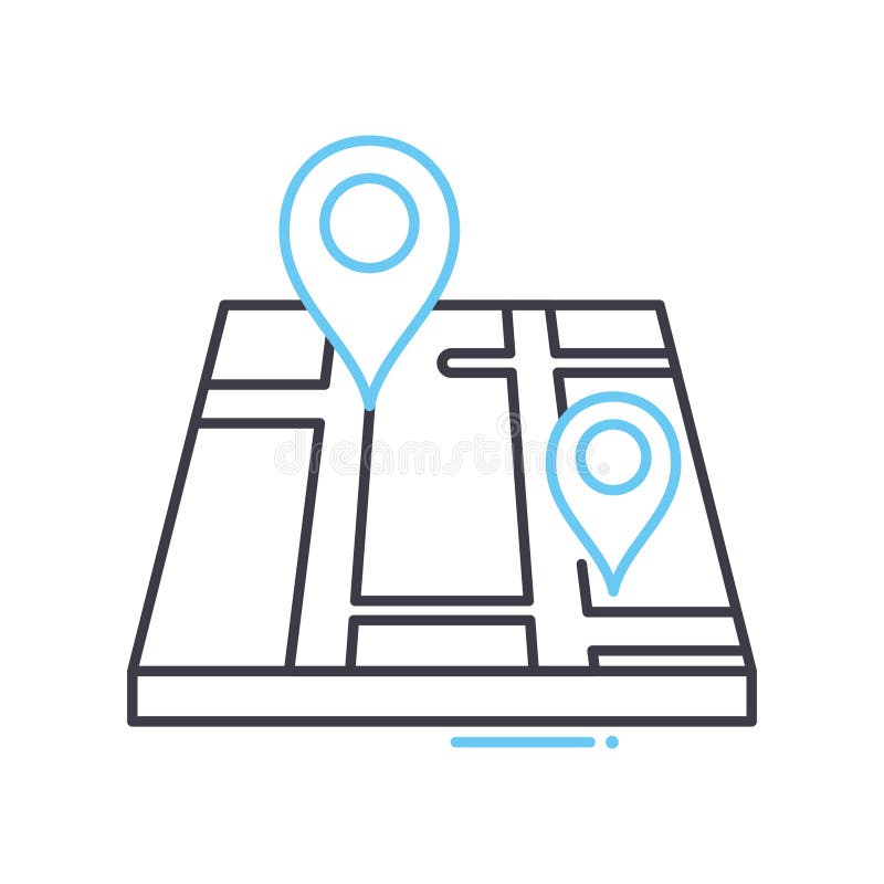 Map Location Line Icon, Outline Symbol, Vector Illustration, Concept ... Map Location Line Icon, Outline Symbol, Vector Illustration, Concept ...