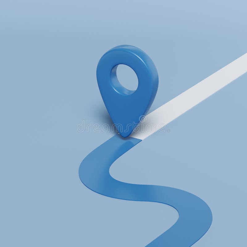 Map or Location Locator Marker, Blue Navigation Icon on Blue Background ...