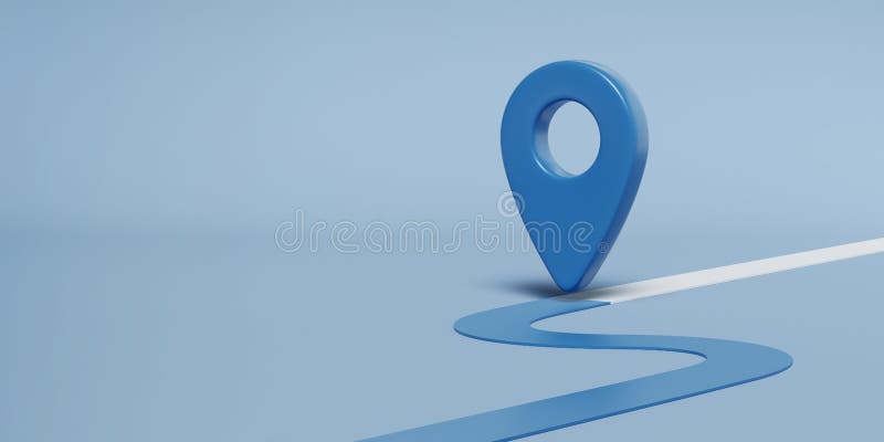 Map or Location Locator Marker, Blue Navigation Icon on Blue Background ...