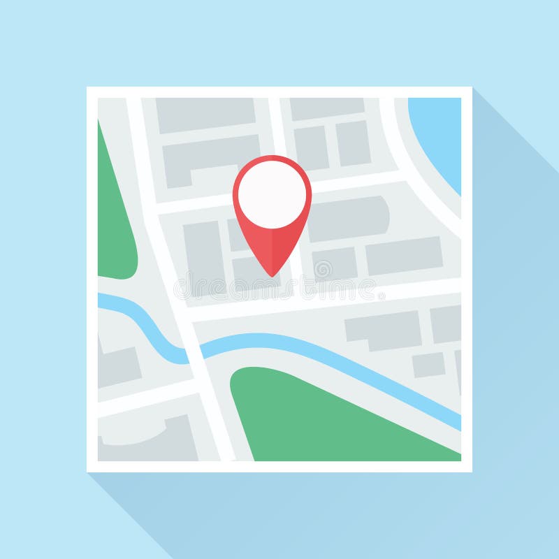 Map with Location Mark Flat Icon Stock Vector - Illustration of ...