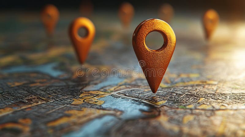 Map with Location Pin. Global Network Connection. Navigation, Tourism ...