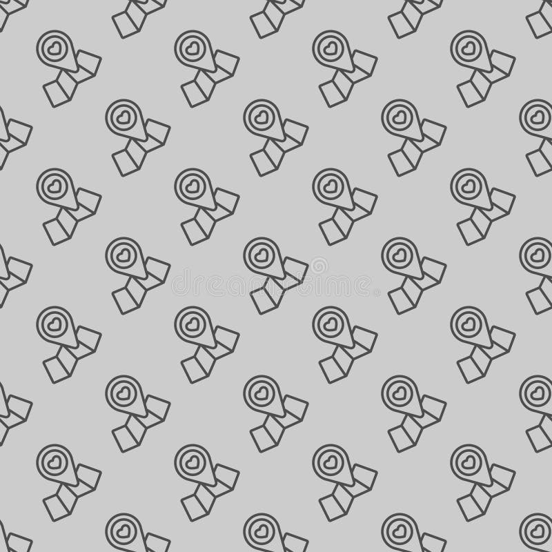 Map and Location Pin with Heart Line Seamless Pattern, Charity Theme ...