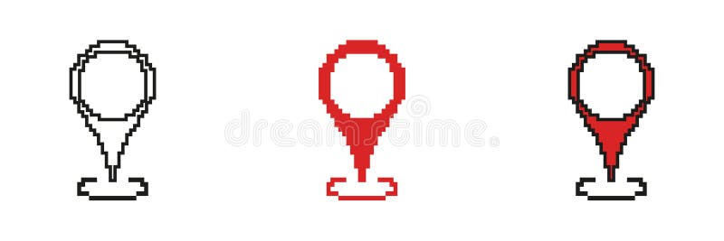 Map Location Pin Pixel Art Icon Set. Navigation and Geolocation Marker ...