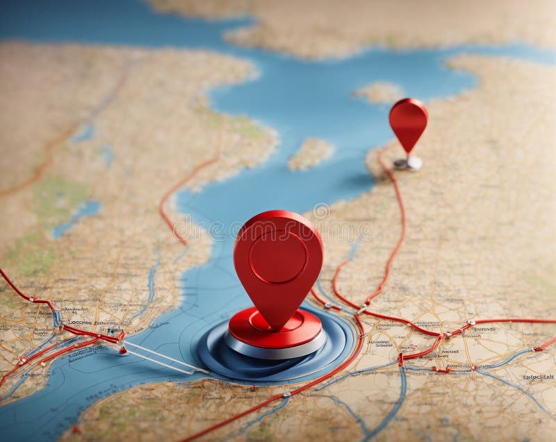 Map Location with a Pin Target on it Stock Illustration - Illustration ...