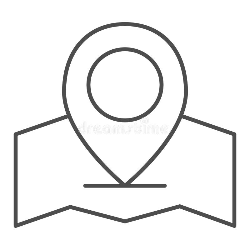 Map with Location Pin Thin Line Icon. Gps Vector Illustration Isolated ...