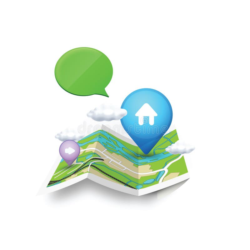 Map with Location Pin. Vector Illustration Decorative Design Stock ...