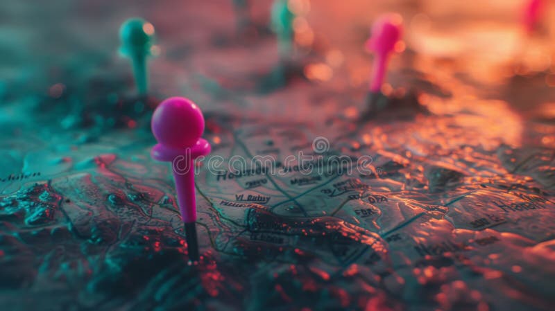 The Map with Location Pins.AI Generated Image Stock Photo - Image of ...