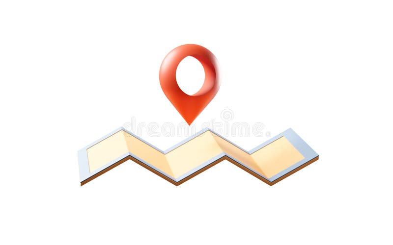 Map and Location Pointer with Cartoon Style, 3d Rendering Stock ...