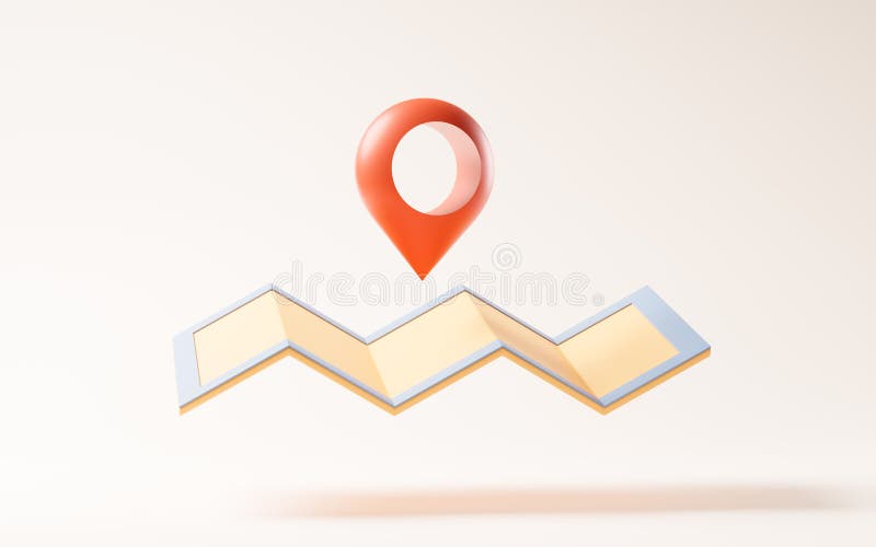 Map and Location Pointer with Cartoon Style, 3d Rendering Stock ...