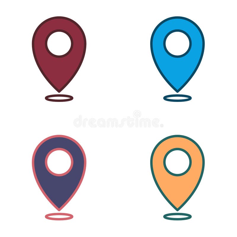 Map Location Set of Icons - Web Signs - Navigation Set Colorful Stock ...