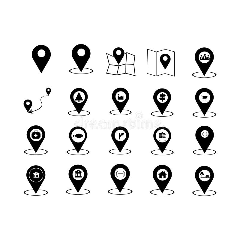 20 Map Location Solid Glyph Icon Pack Like Pin Map Marker Location Map ...