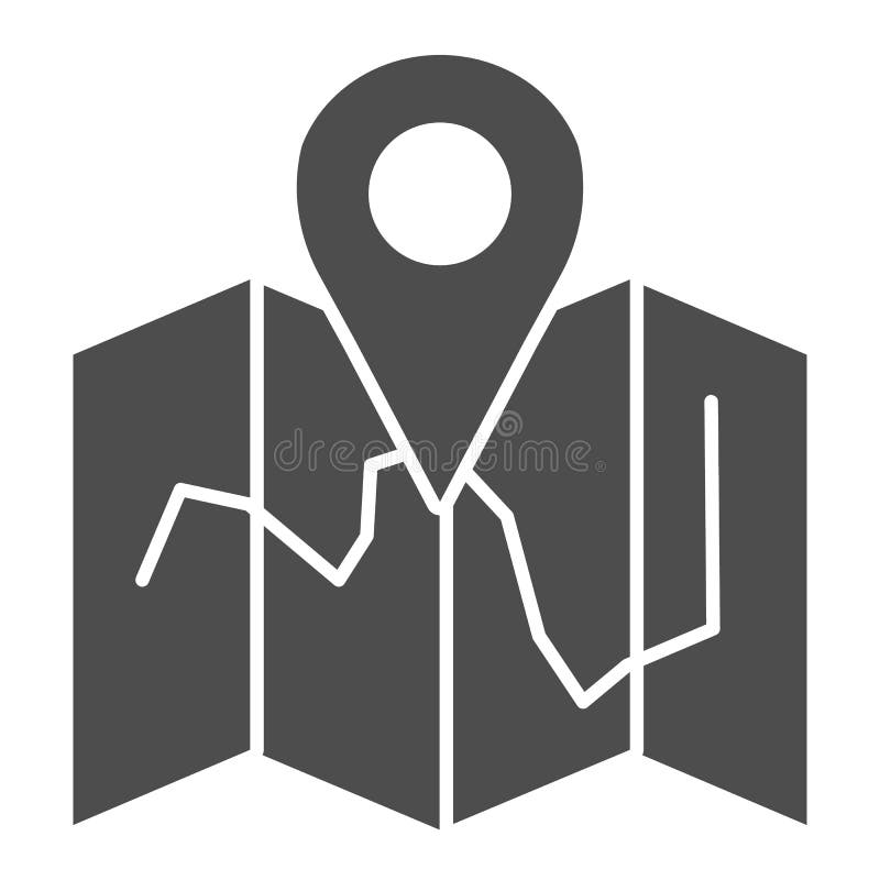 Map Location Solid Icon. Map with Pin Vector Illustration Isolated on ...