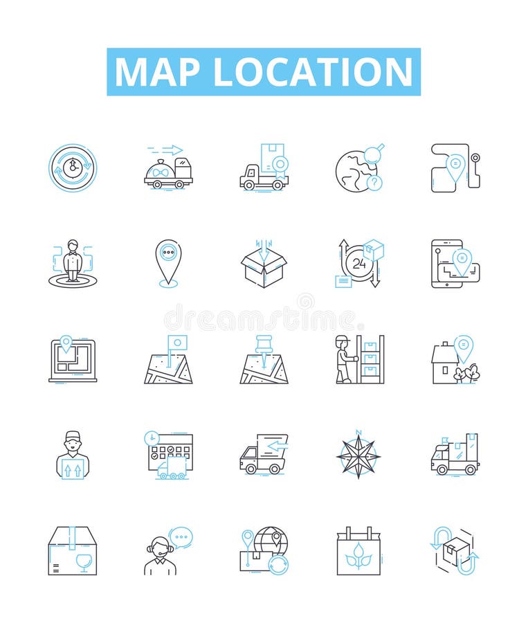Map Location Vector Line Icons Set. Map, Location, Coordinates ...
