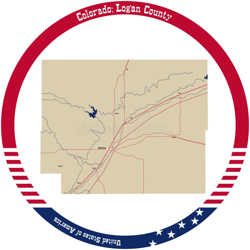 Map of Logan County in Colorado, USA Stock Vector - Illustration of ...