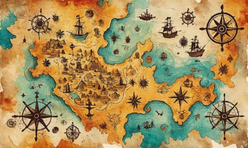 Map with Lot Different Things on it Stock Illustration - Illustration ...