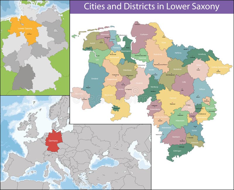 Map of Lower Saxony stock vector. Illustration of territory - 79201588