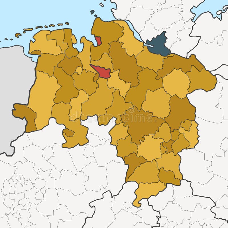 Vector Map Of The Federal State Of Lower Saxony, Germany Stock Vector ...