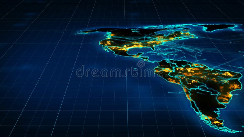 Map with Luminous Connections Stock Illustration - Illustration of asia ...