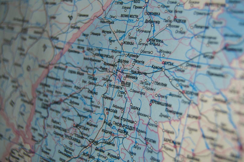 Map. Lviv. City on the map stock photo. Image of text - 202141514