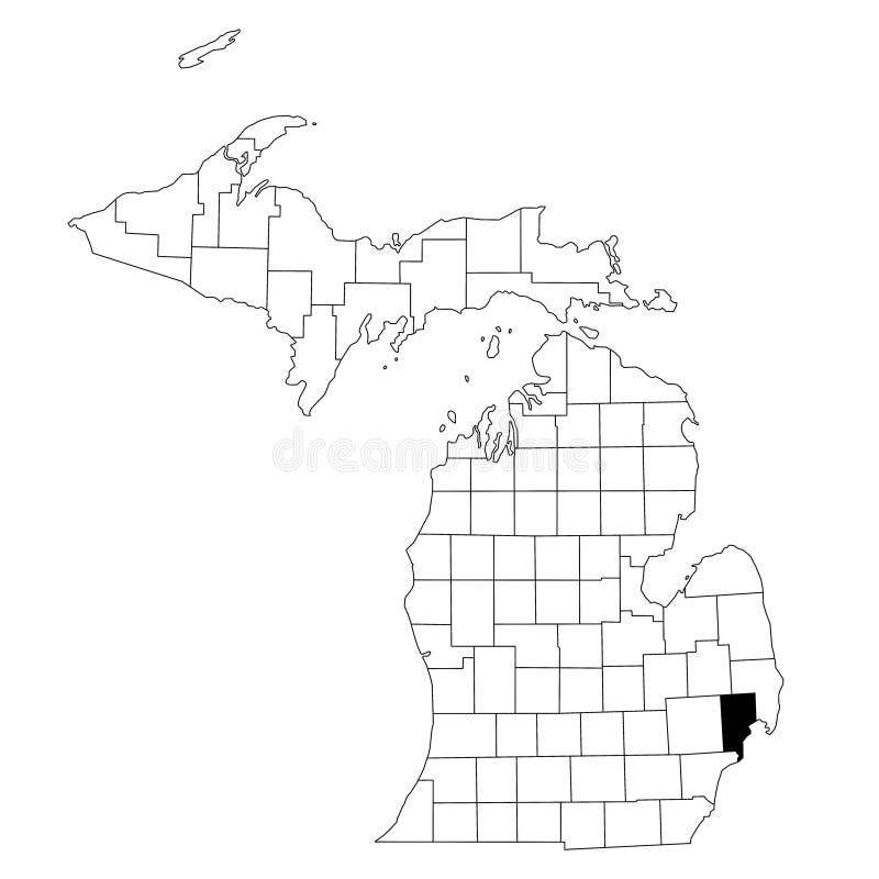 Map of Macomb County in Michigan State on White Background. Single ...