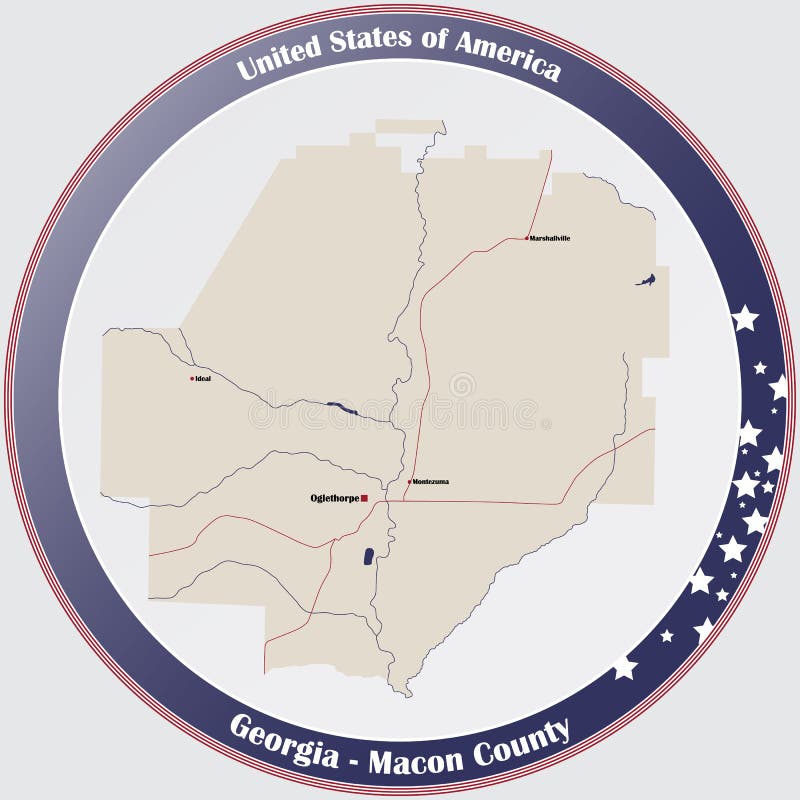 Map of Macon County in Georgia Stock Vector - Illustration of road ...