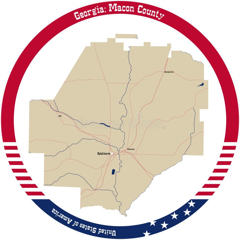 Map of Macon County in Georgia, USA Stock Vector - Illustration of ...
