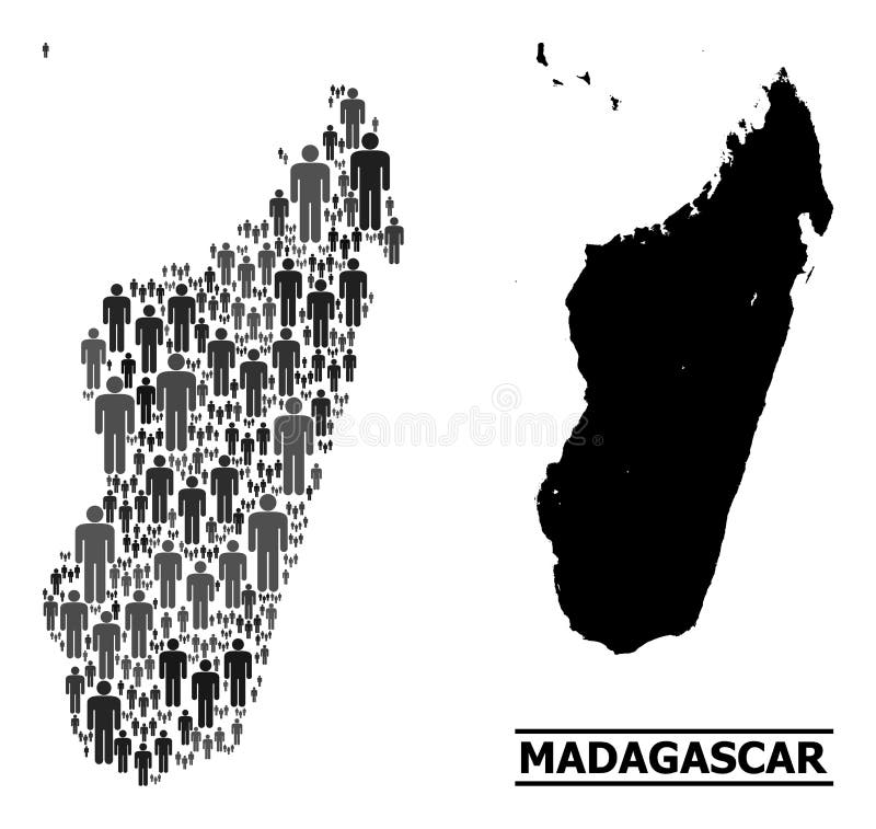 Vector People Collage Map of Madagascar Island and Solid Map Stock ...