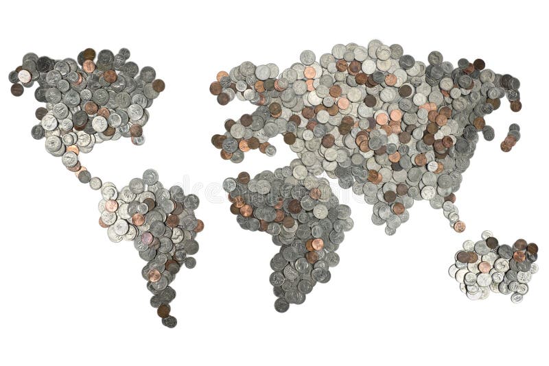 Map Made of Coins Isolated on White Background Stock Photo - Image of ...