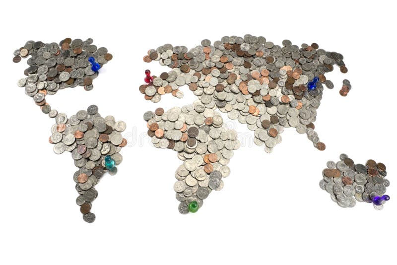 Old World Coins As World Map Stock Photo - Image of coin, investment ...