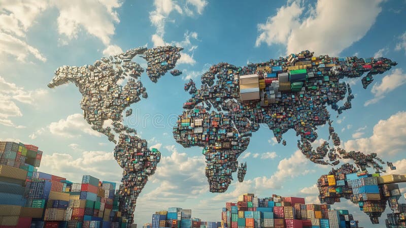 Map Made from Shipping Containers. World Trade Stock Image - Image of ...