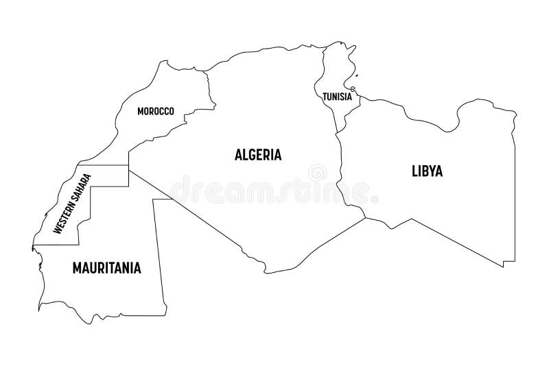 Map of Maghreb Countries - Northwest Africa States. Vector Illustration ...