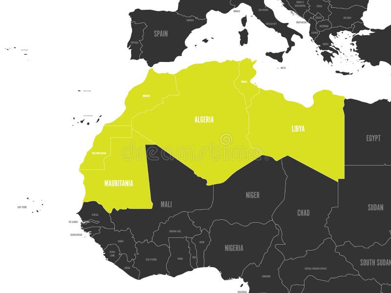 Map of Maghreb Countries - Northwest Africa States. Vector Illustration ...