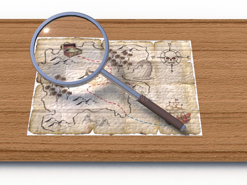 Map through a Magnifying Glass Stock Illustration - Illustration of ...