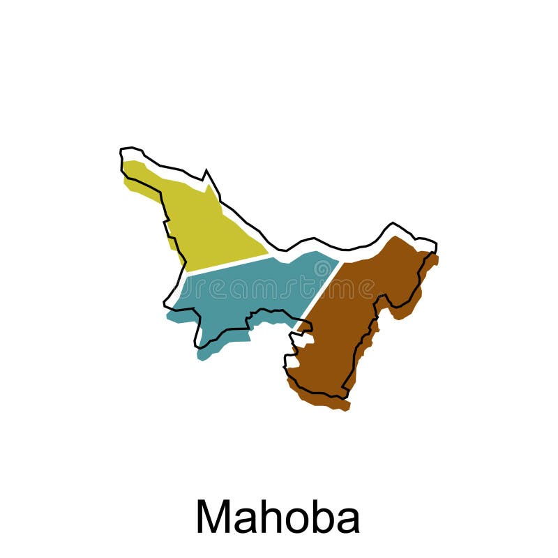 Map of Mahoba Vector Template with Outline, Graphic Sketch Style ...