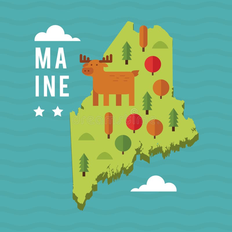 Map of Maine State. Vector Illustration Decorative Design Stock Vector ...