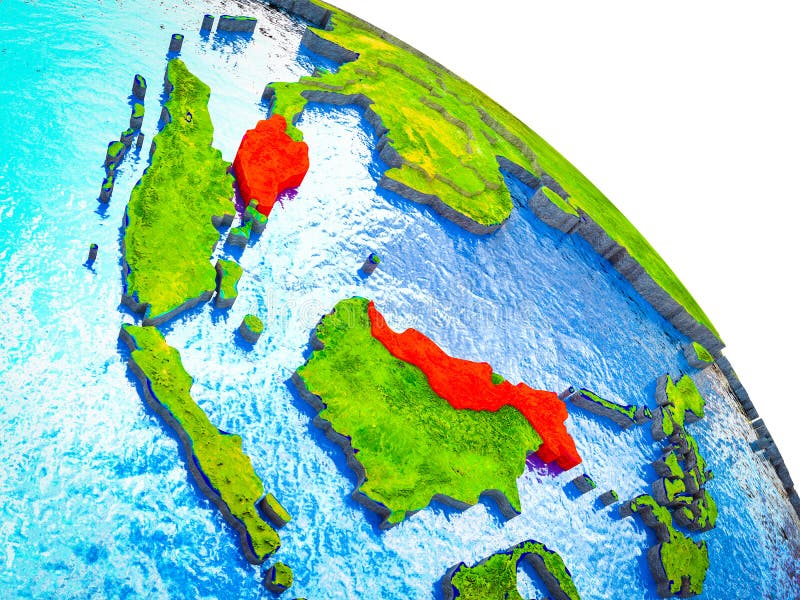 Map Of Malaysia On Model Of Globe Stock Illustration - Illustration of ...