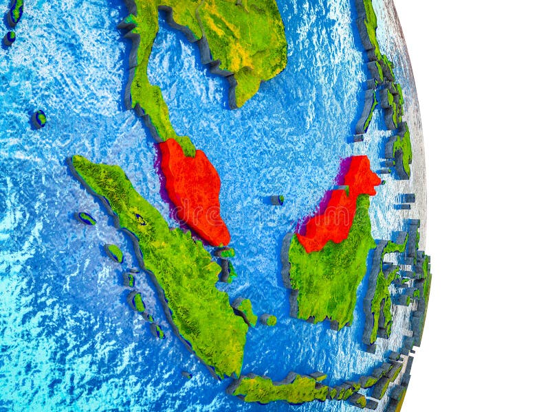Map Of Malaysia On Model Of Globe Stock Illustration - Illustration of ...