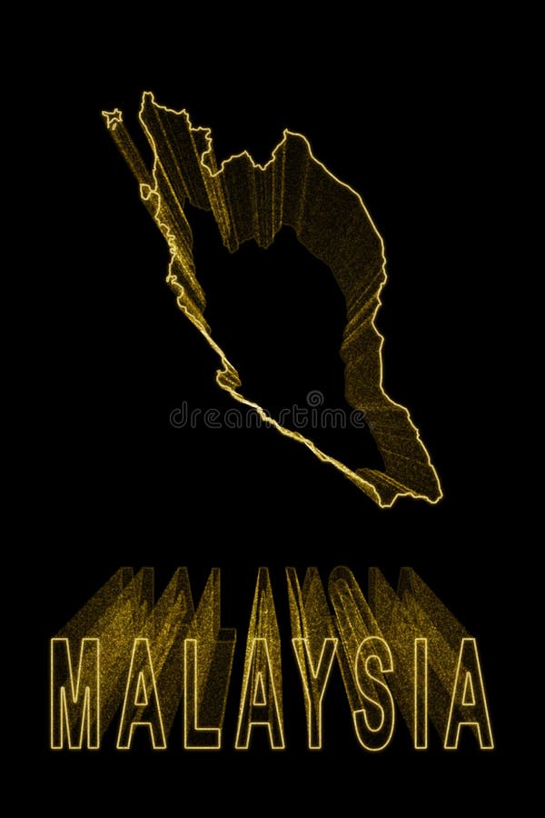 Map of Malaysia, Gold Map on Black Background Stock Illustration ...