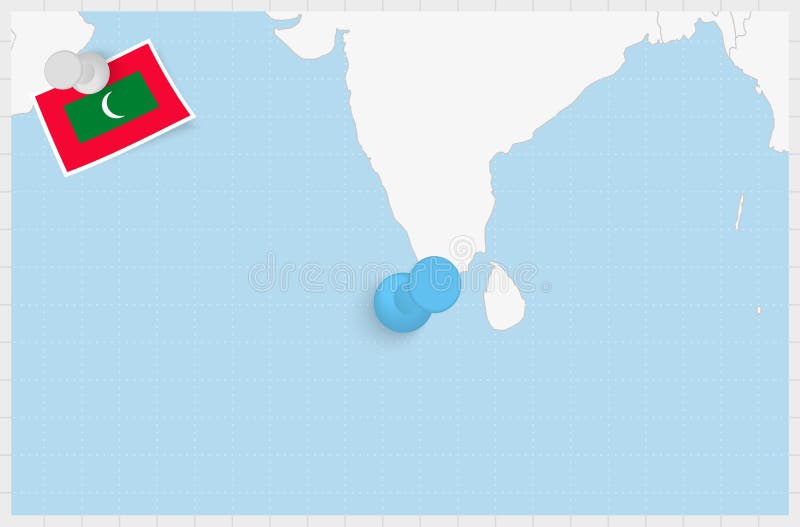 Map of Maldives with a Pinned Blue Pin. Pinned Flag of Maldives Stock ...