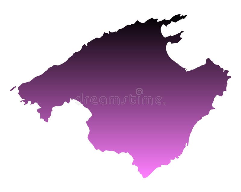 Map of Mallorca stock vector. Illustration of pink, contour - 90718690