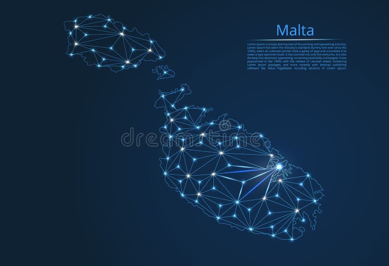 Map of Malta Connection. Vector Low-poly Image of a Global Map with ...