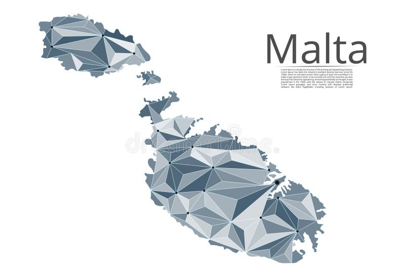 Map of Malta Connection. Vector Low-poly Image of a Global Map with ...
