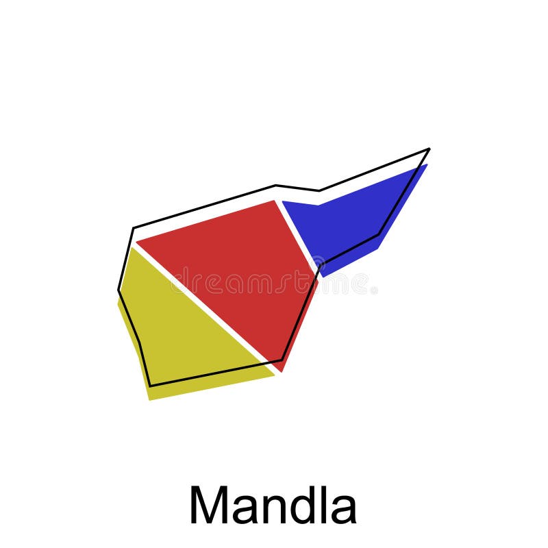 Map of Mandla Vector Template with Outline, Graphic Sketch Style ...